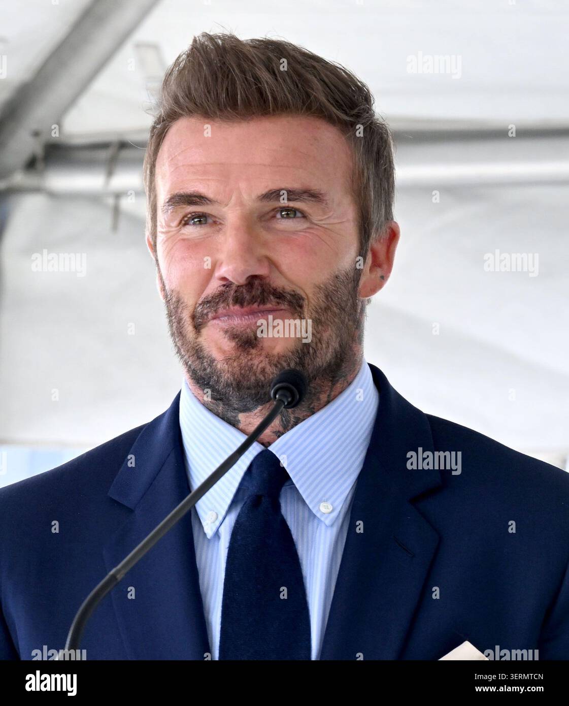 Soccer Player David Beckham speaks during his Hollywood Walk of Fame ...