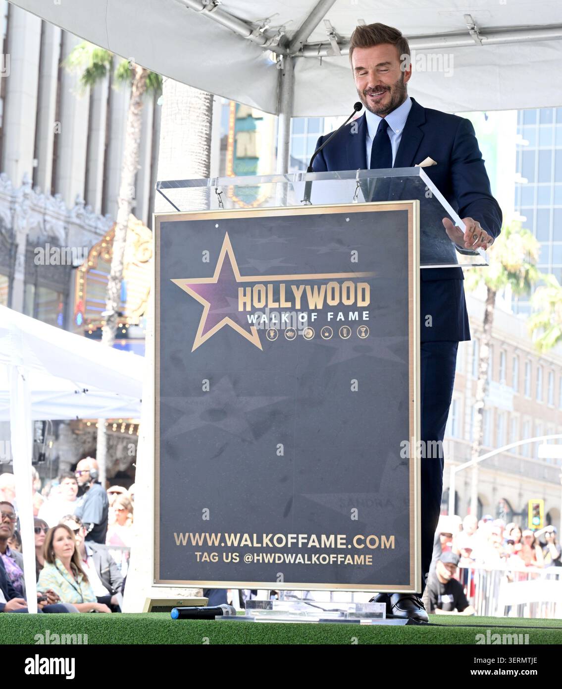 Soccer Player David Beckham speaks during his Hollywood Walk of Fame ...
