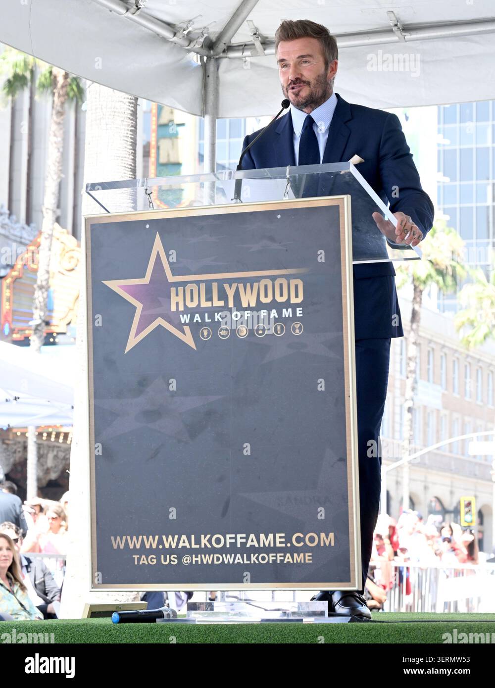 Soccer Player David Beckham speaks during his Hollywood Walk of Fame ...