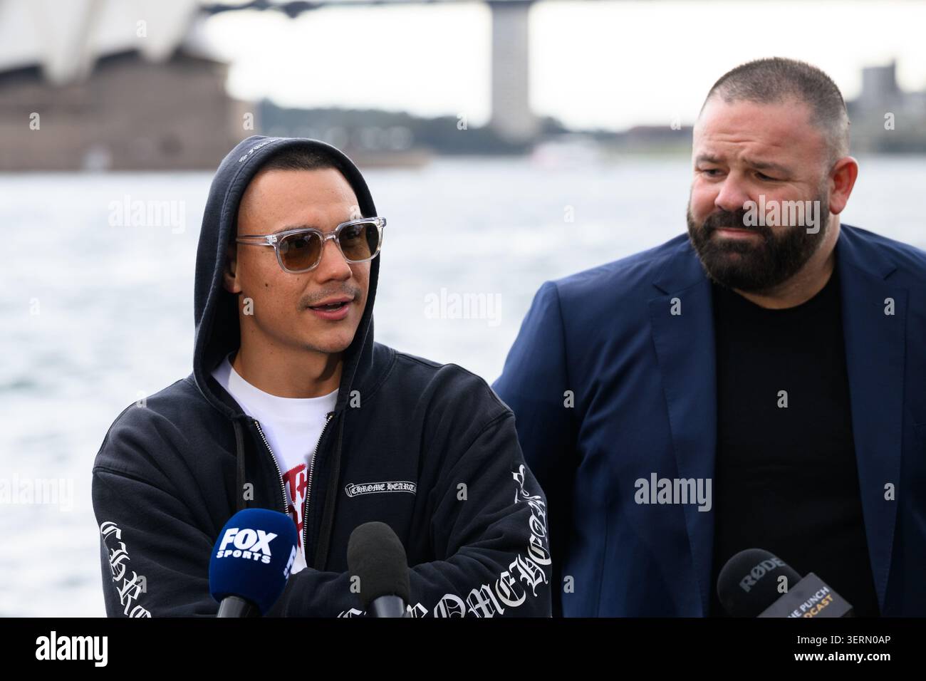 Australian boxer Tim Tszyu speaks to media during a press conference at ...