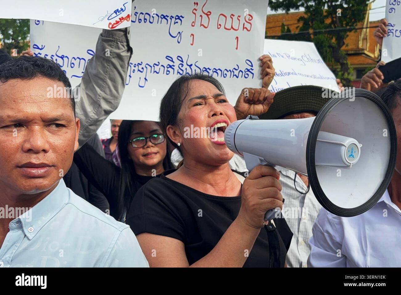 Supporters of Rong Chhun, a top adviser to the Nation Power Party and a ...