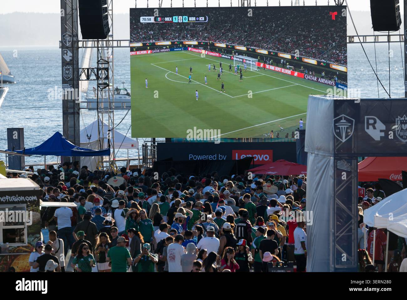 Seattle, USA. 18th Jun 2026. Thousands of fans flood the waterfront for ...