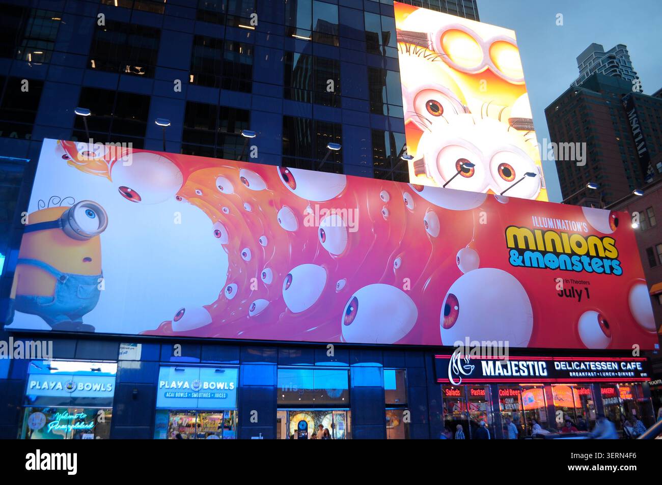 A billboard for the upcoming movie, “Minions & Monsters,” is seen in ...