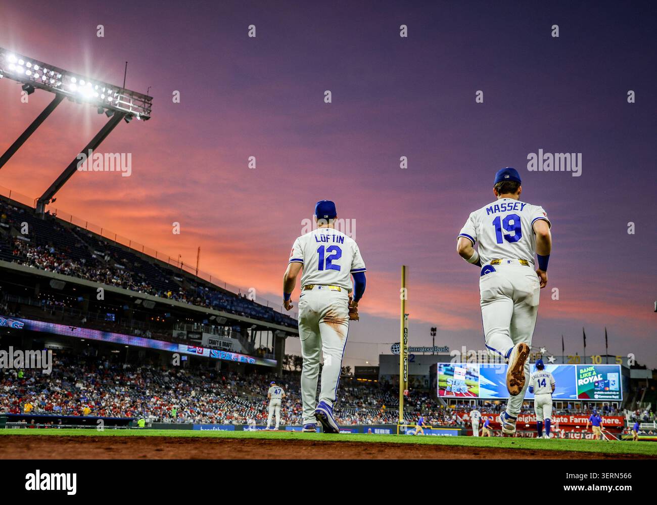 JUN 18, 2026: Kansas City Royals infielder Nick Loftin (12) and Kansas ...