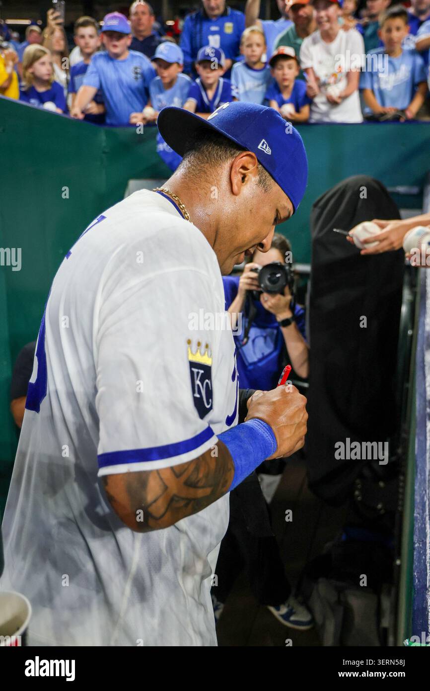 JUN 18, 2026: Kansas City Royals catcher Salvador Perez (13) signs ...