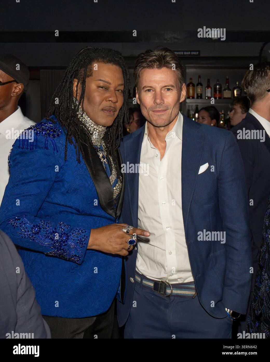 Ty-Ron Mayes and Alex Lundqvist attends the Blue Jacket Fashion Show ...
