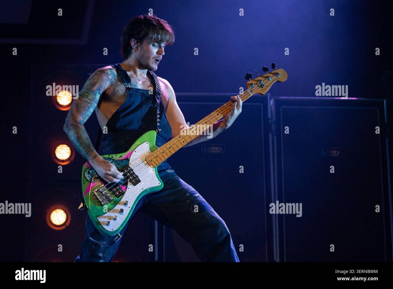 Dougie Poynter seen performing live on stage with band McFly. McFly ...