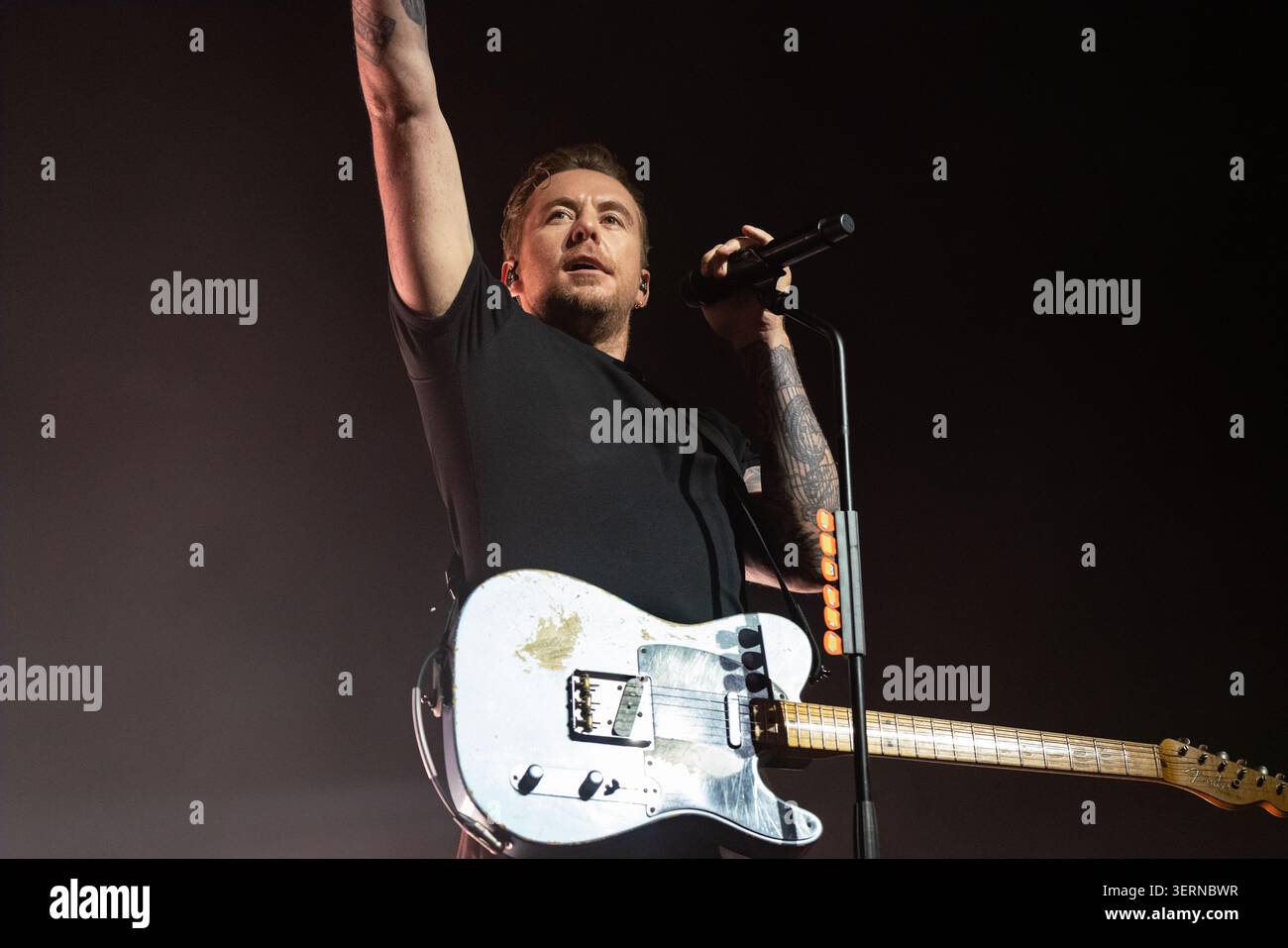 Danny Jones seen performing live on stage with band McFly. McFly play ...