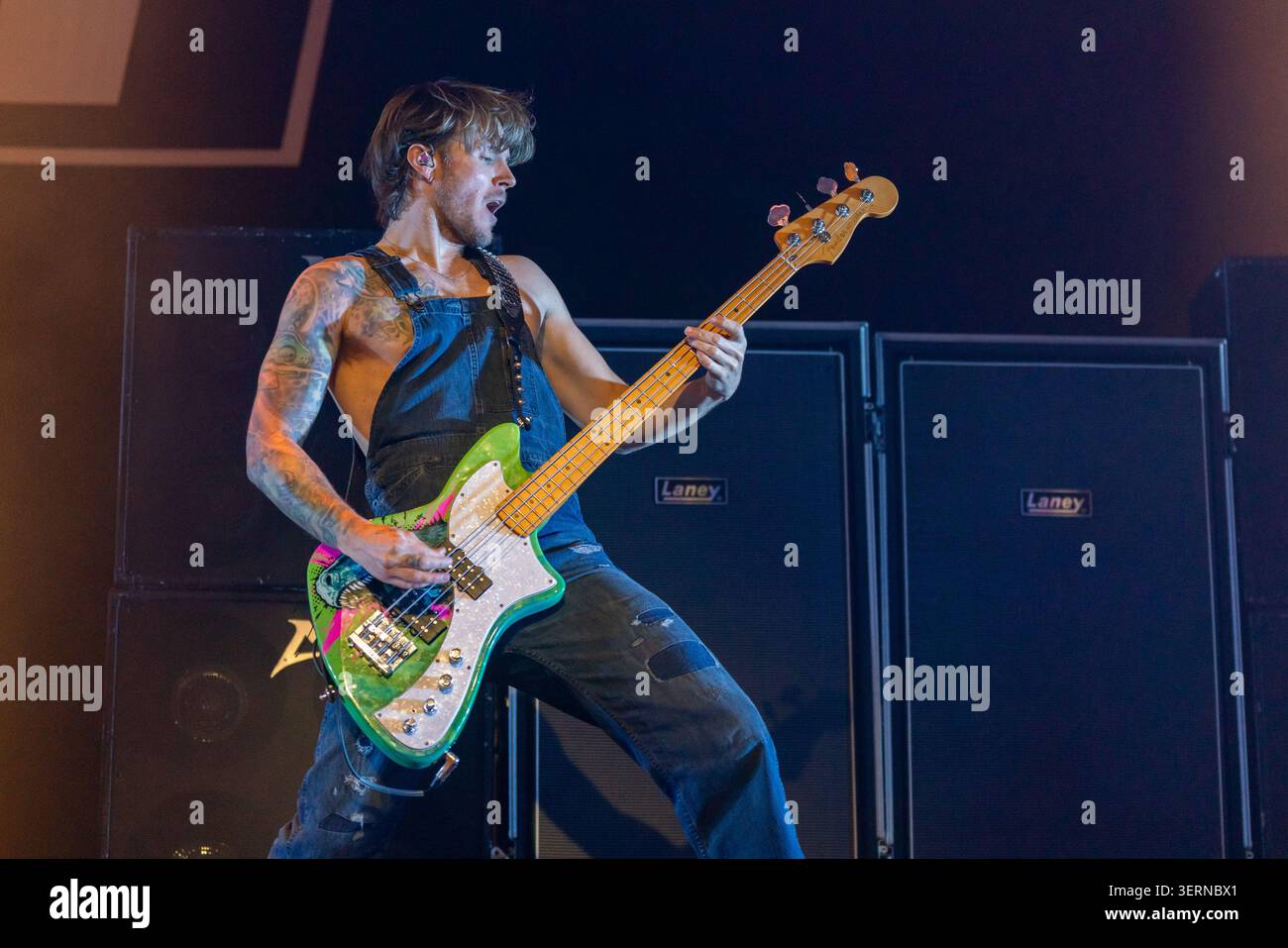 Dougie Poynter seen performing live on stage with band McFly. McFly ...
