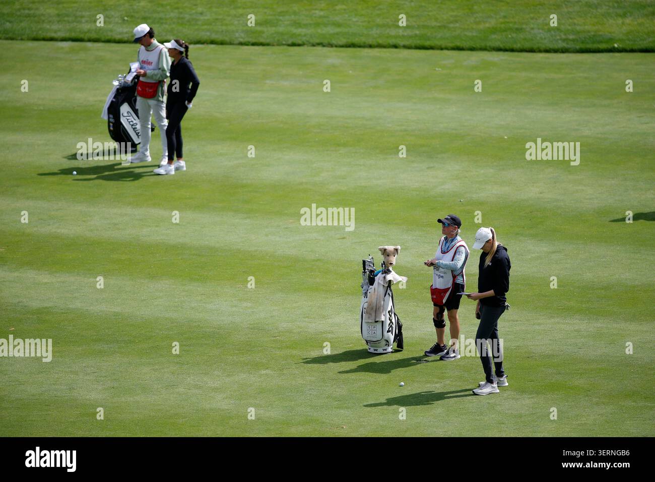 Maude-Aimee Leblanc, of Canada, right, and Kiara Romero, wait on the ...