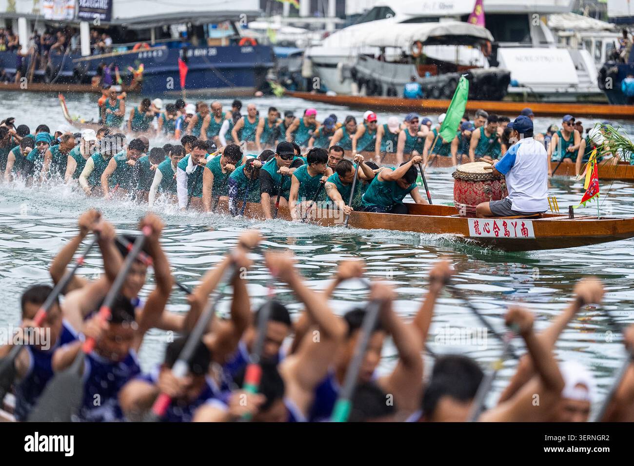 Competitors take part in the Aberdeen Dragon Boat Race to celebrate the ...