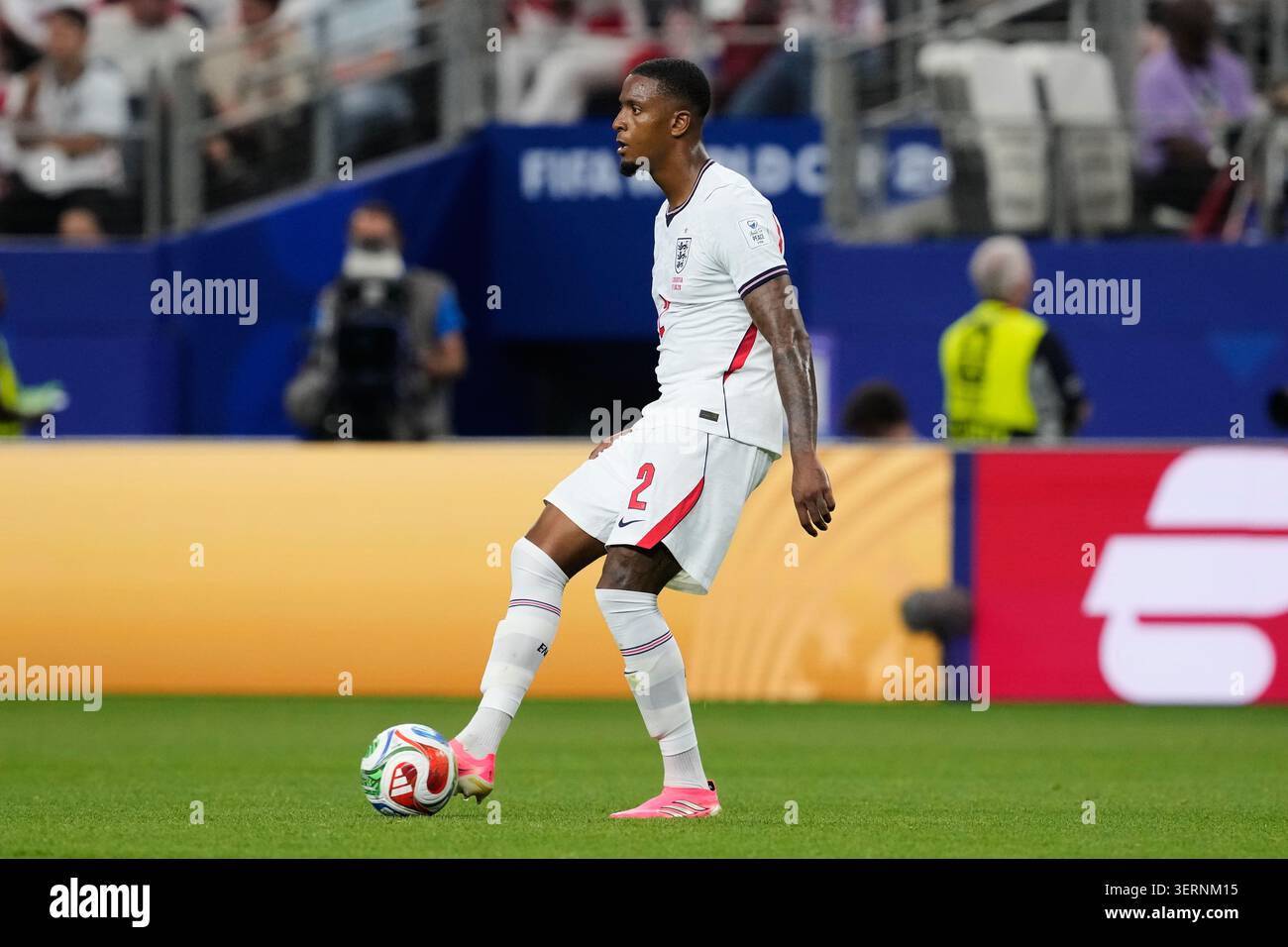 England's Ezri Konsa (2) controls the ball during the World Cup Group L ...