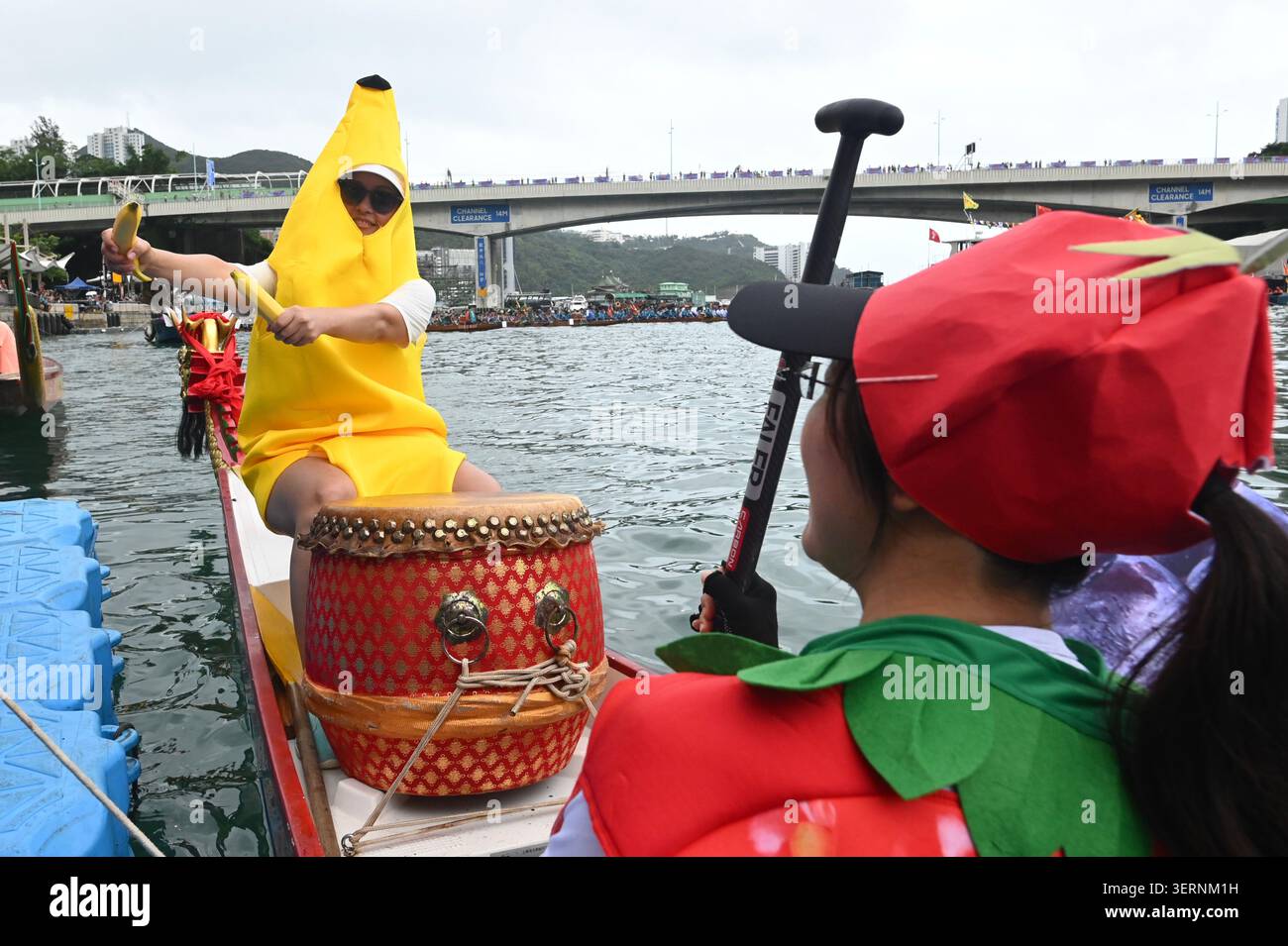 A cosplayer cosplaying Banana on a dragon boat race in Aberdeen ...