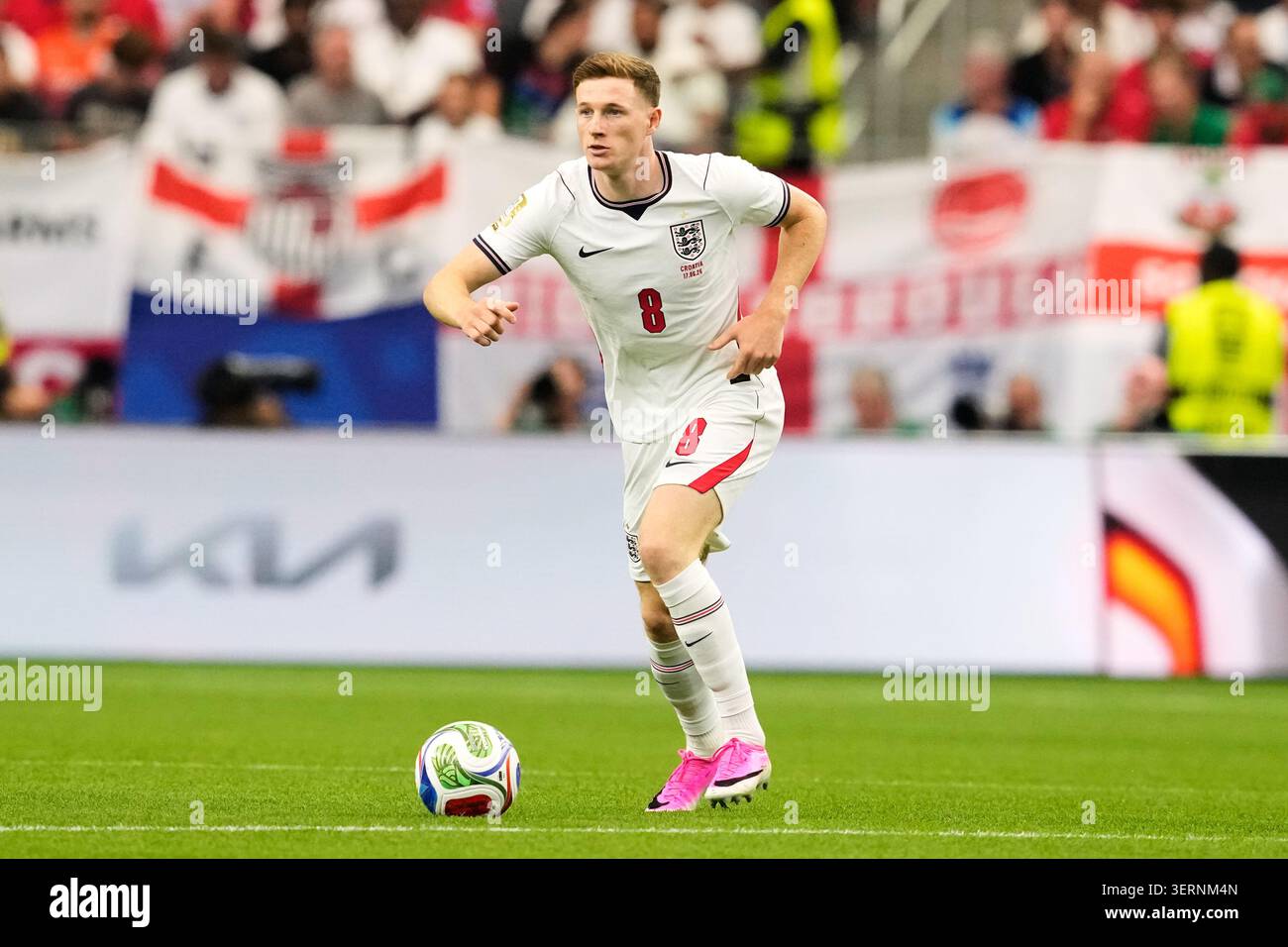 England's Elliot Anderson (8) controls the ball during the World Cup ...