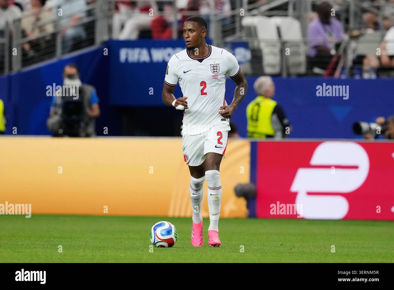 England's Ezri Konsa (2) controls the ball during the World Cup Group L ...