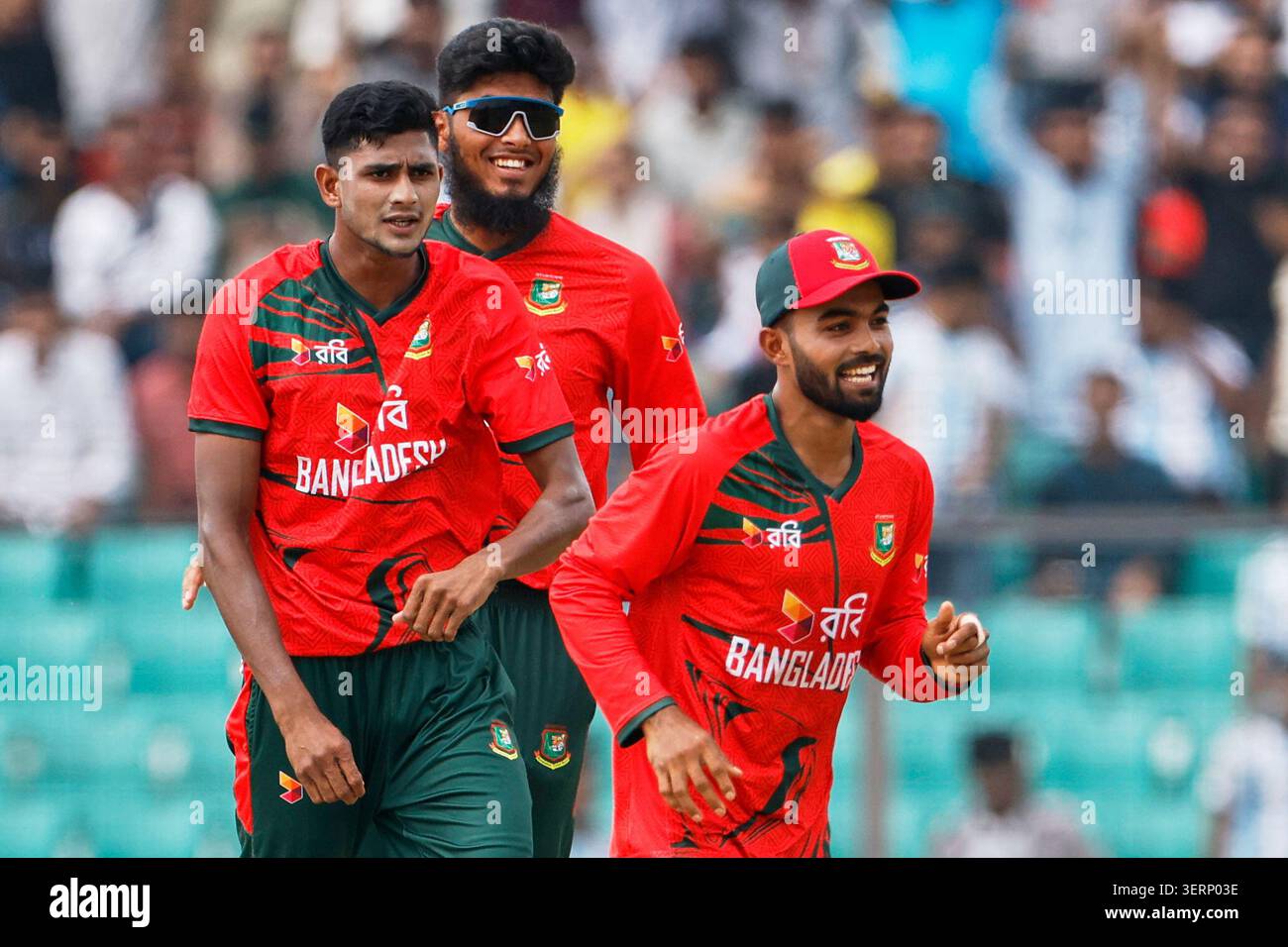 Bangladesh's players celebrates the wicket of Australia's Cooper ...