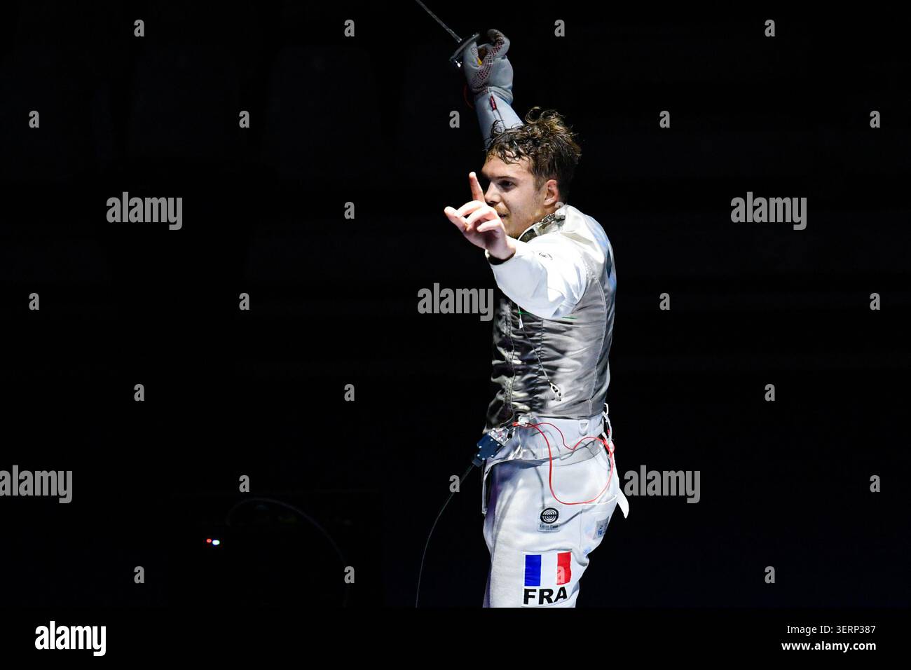 Rafael SAVIN of France celebrates during 2026 European Fencing ...