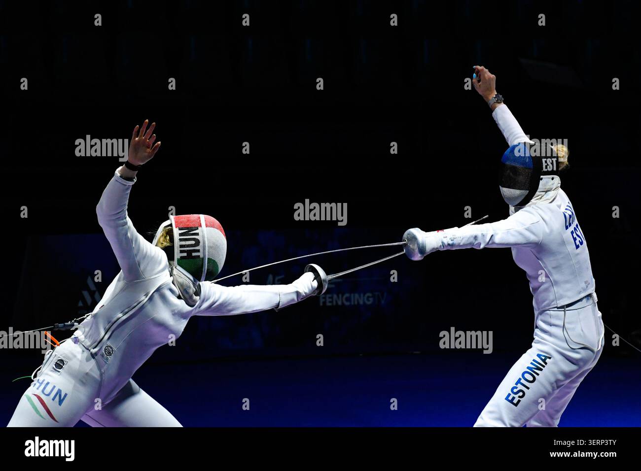 Katrina LEHIS of Estonia against Eszter MUHARI of Hungary during 2026 ...