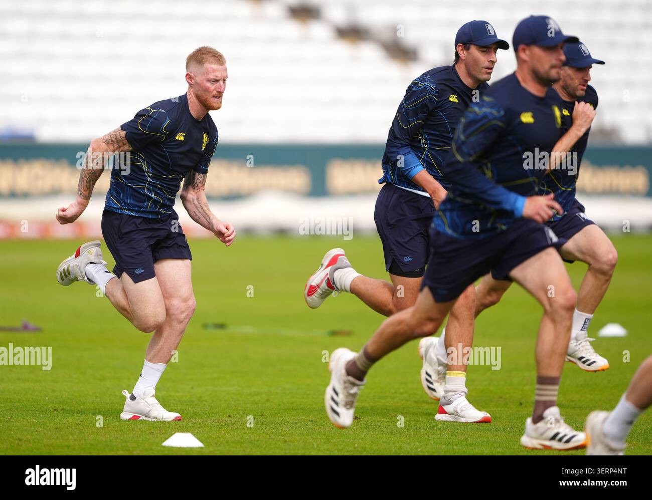 Durham's Ben Stokes warms up before day one of the Rothesay County ...
