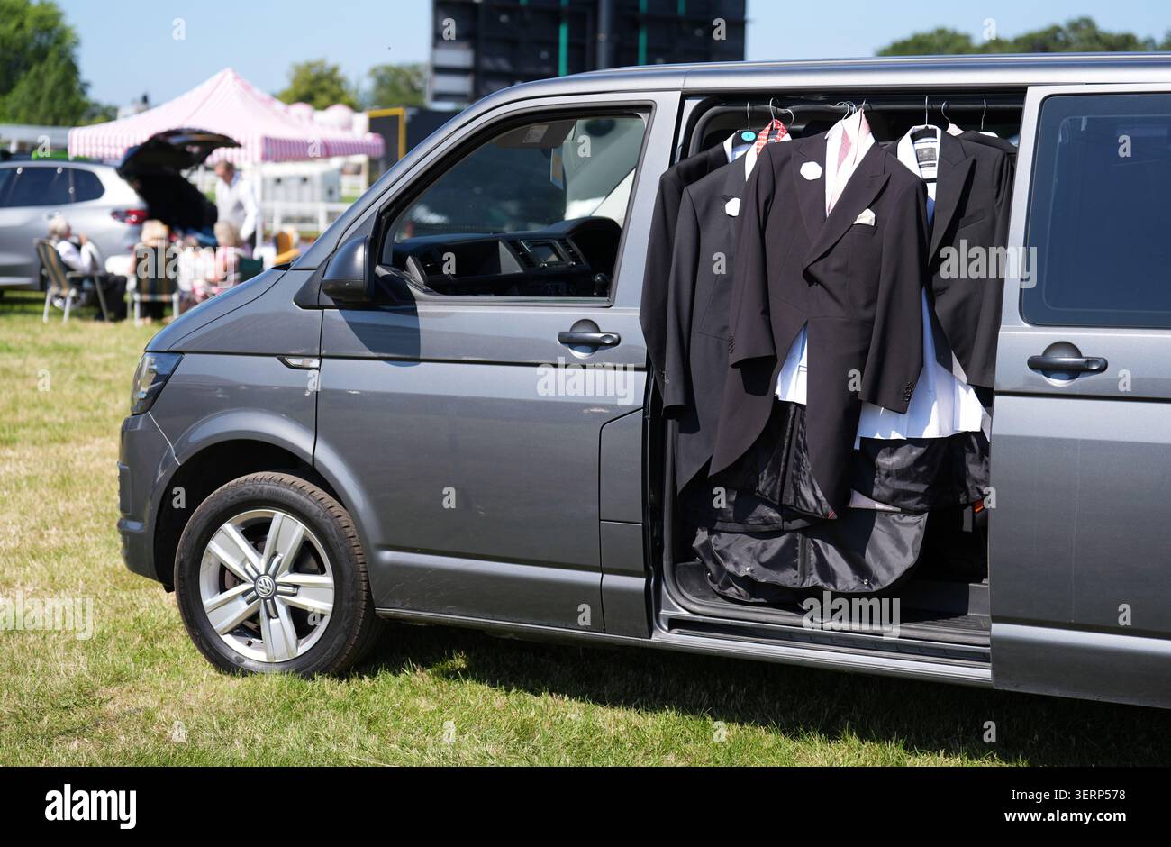 Suits hang up in a van in the car park before day four of Royal Ascot ...