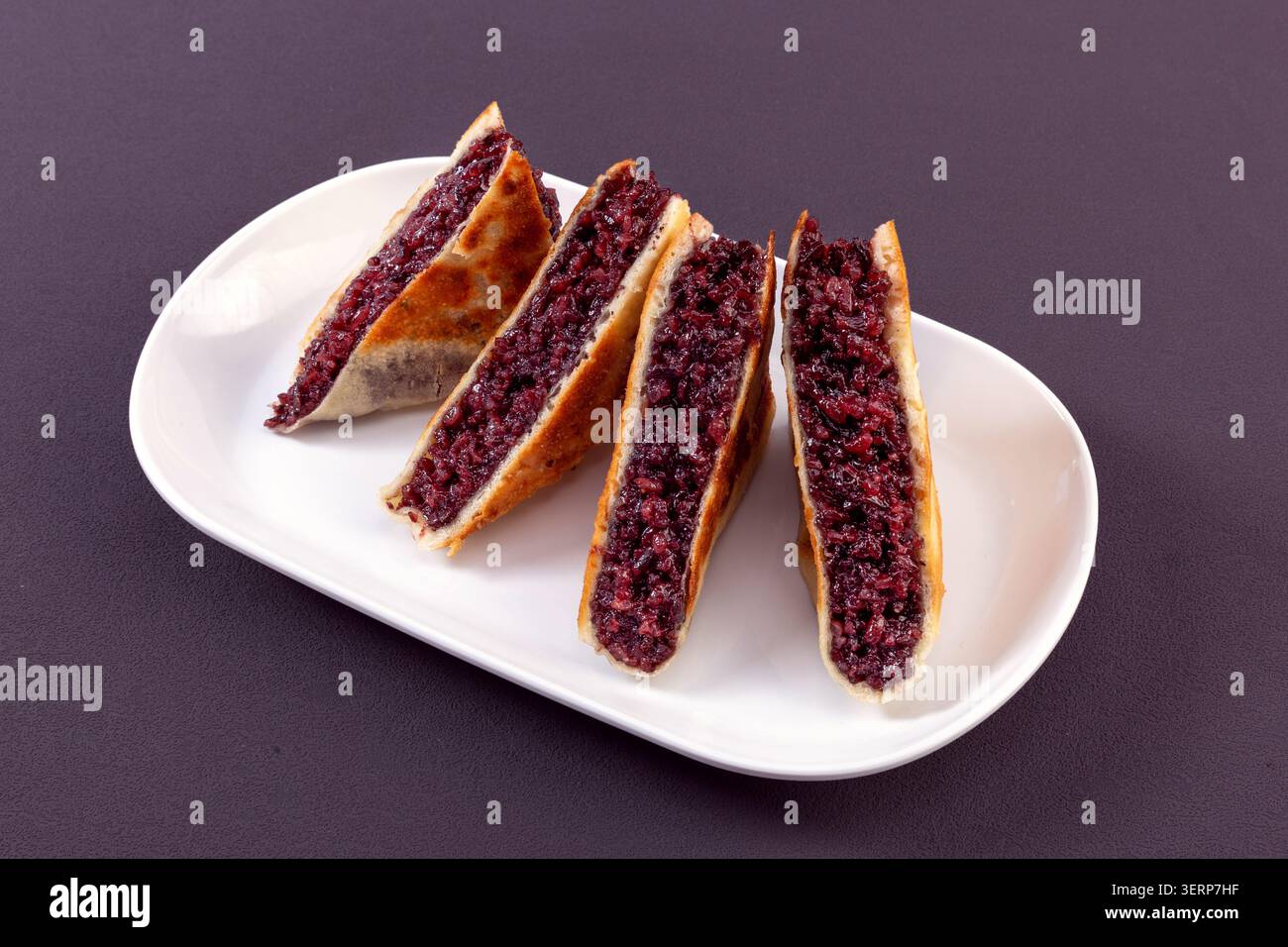 Chinese Purple Rice Filled Pancake Sweet Traditional Pastry Stock Photo ...