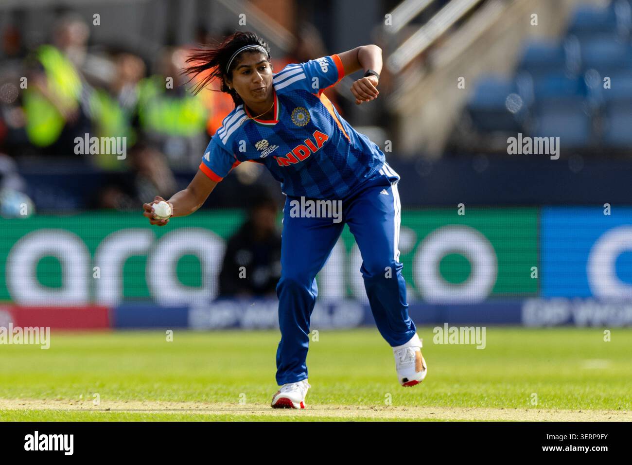 LEEDS, ENGLAND - JUNE 17: Nandni Sharma of India fields during the ICC ...