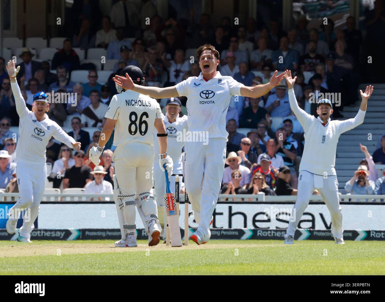 London, ENGLAND - England's Sonny Baker (Hampshire)claims LBW not given ...