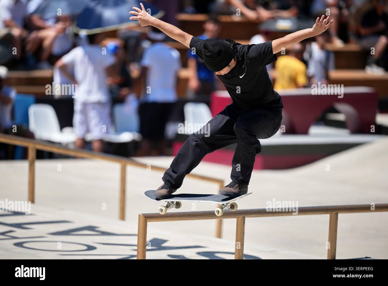 Daiki Ikeda of Japan competes during the men quarterfinals at the ...