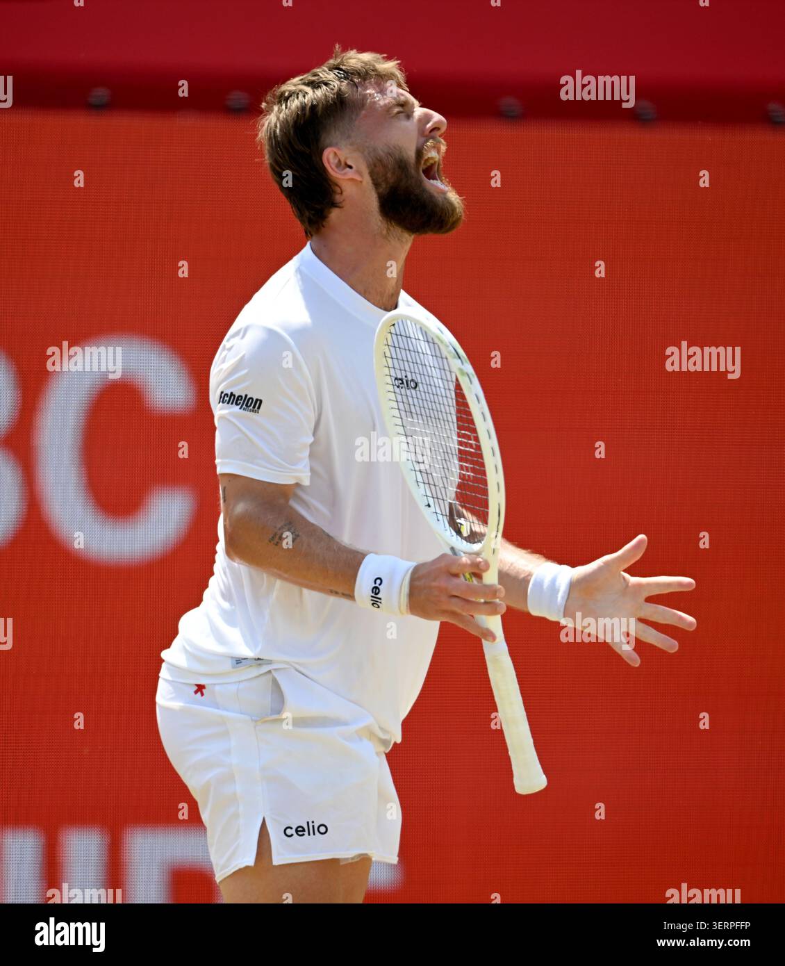 Corentin Moutet of France yells in frustration during his match against ...