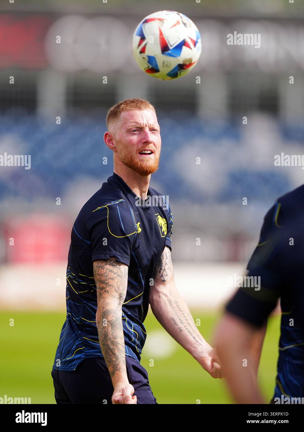 Durham's Ben Stokes warms up on day one of the Rothesay County ...