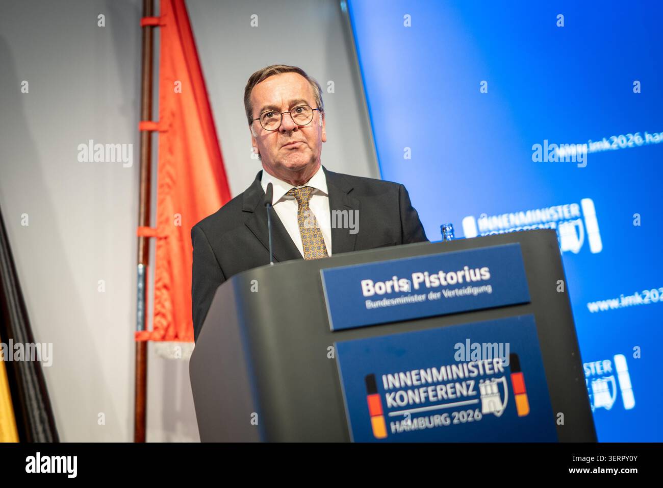 Final press conference at Hamburg CCH - Boris Pistorius (SPD), Minister ...
