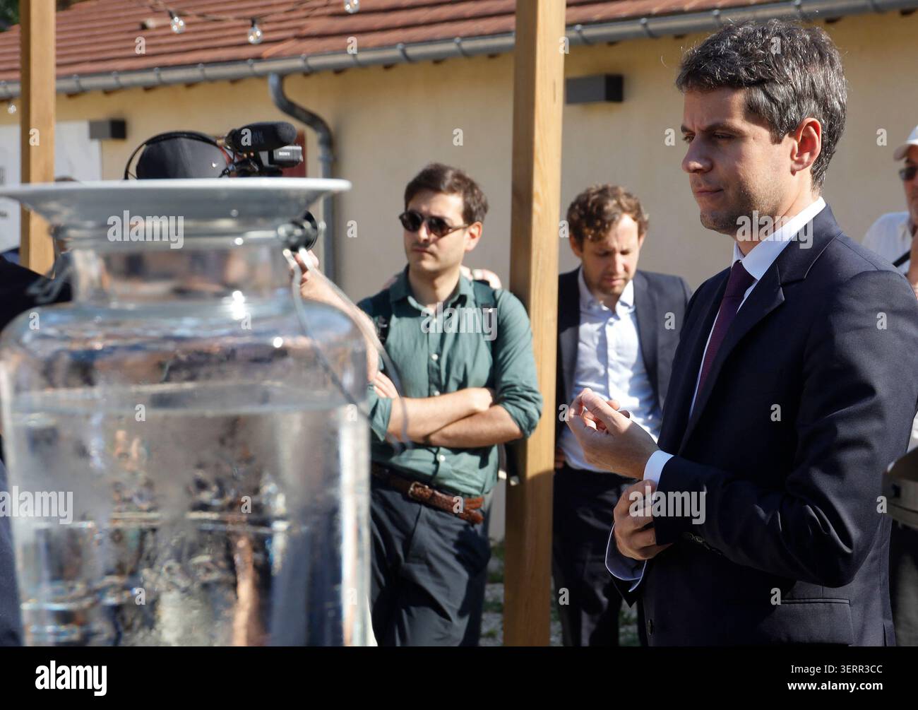 Gabriel Attal tours a pilot farm during a visit to the Hectar ...