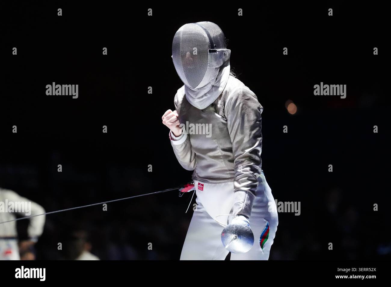 Sabrina KARIMOVA of Azerbaijan celebrates during 2026 European Fencing ...