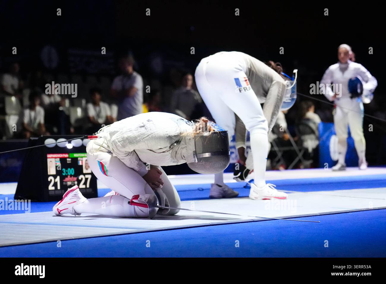 Palina KASPIAROVICH of Azerbaijan injures herself during 2026 European ...