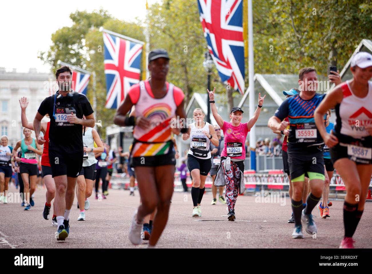FILE - Runners approach the finish line of the London Marathon on The ...