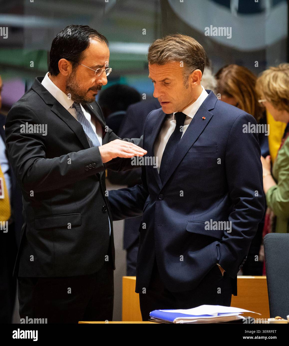 Nikos Christoulides and Emmanuel Macron. European heads of state ...