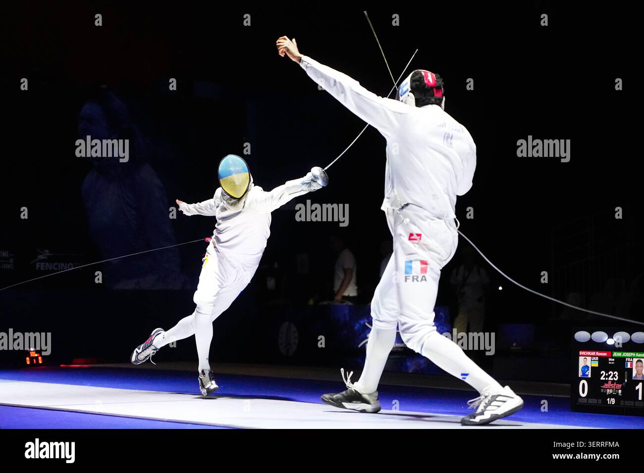 Roman SVICHKAR of Ukraine and Kendrick JEAN JOSEPH of France during ...