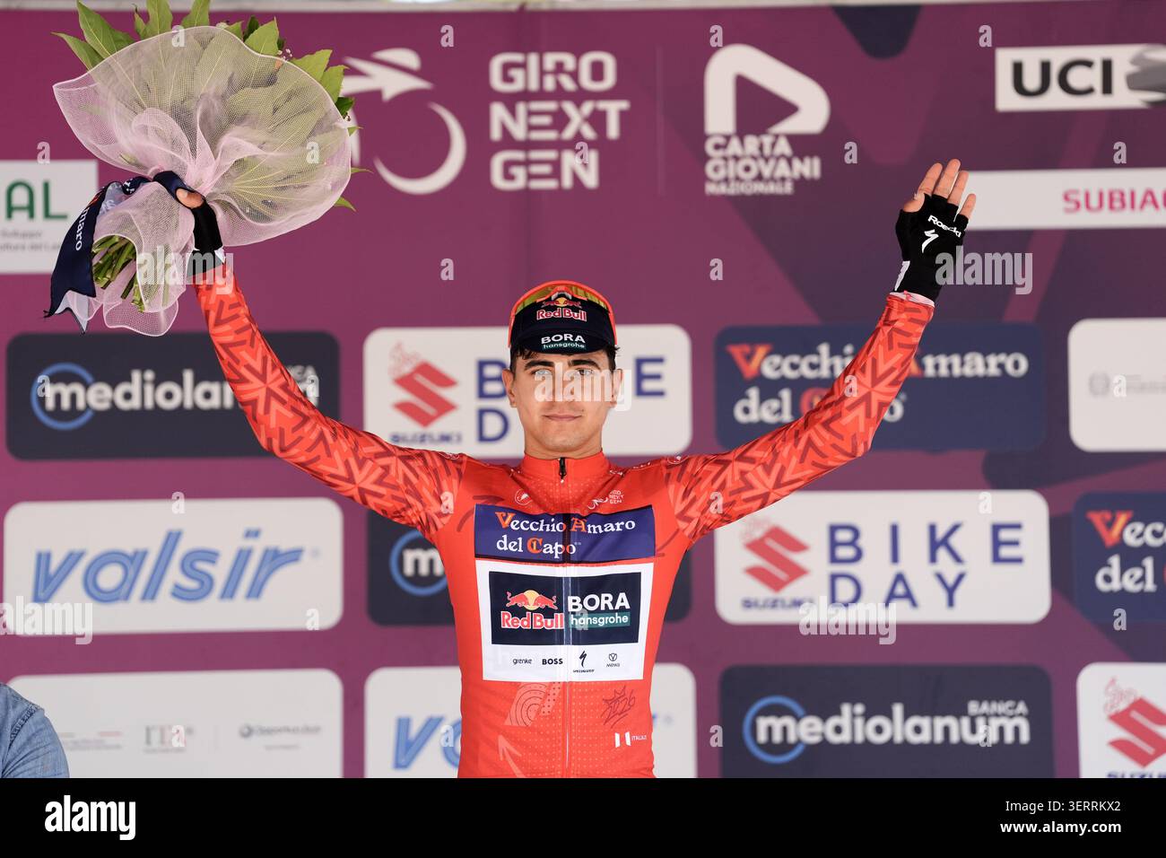 The red jersey Italy's Davide Donati of Red Bull - Bora - Hansgrohe ...
