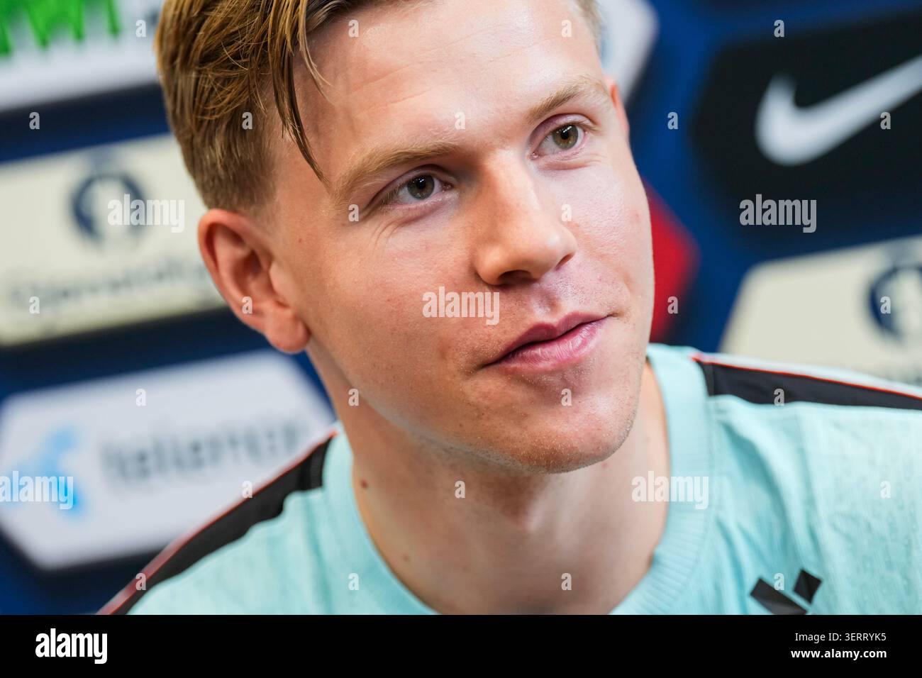 Greensboro, USA 20260619. Norway's Jens Petter Hauge during a press ...