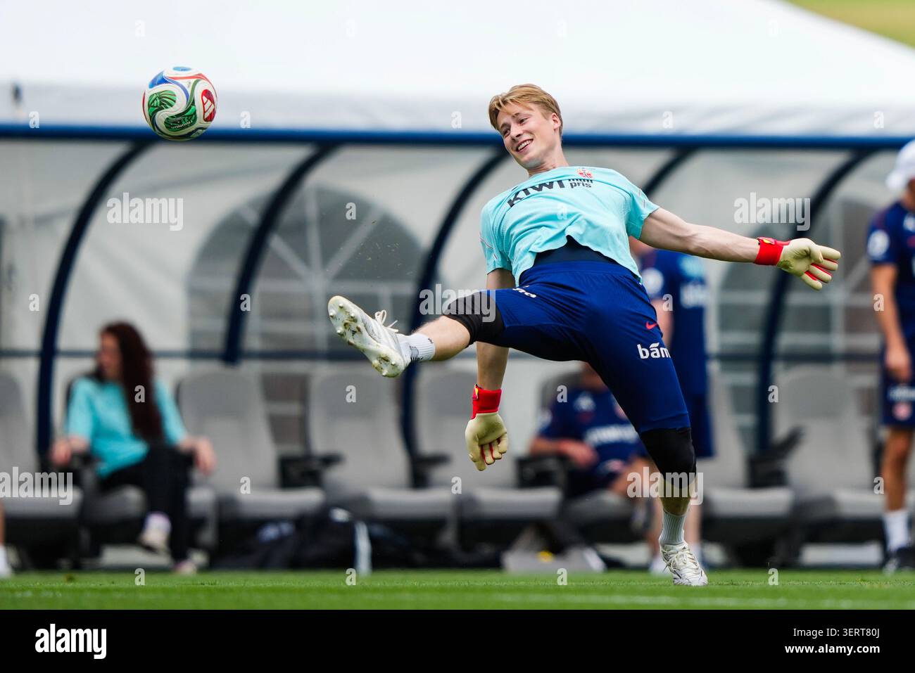 Greensboro, USA 20260619. Norway's Sander Tangvik during a training ...