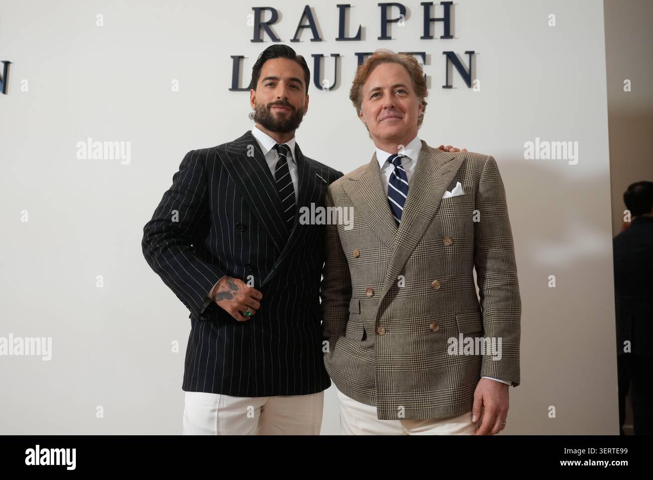 Maluma, left, and David Lauren arrive for the Ralph Lauren Spring ...