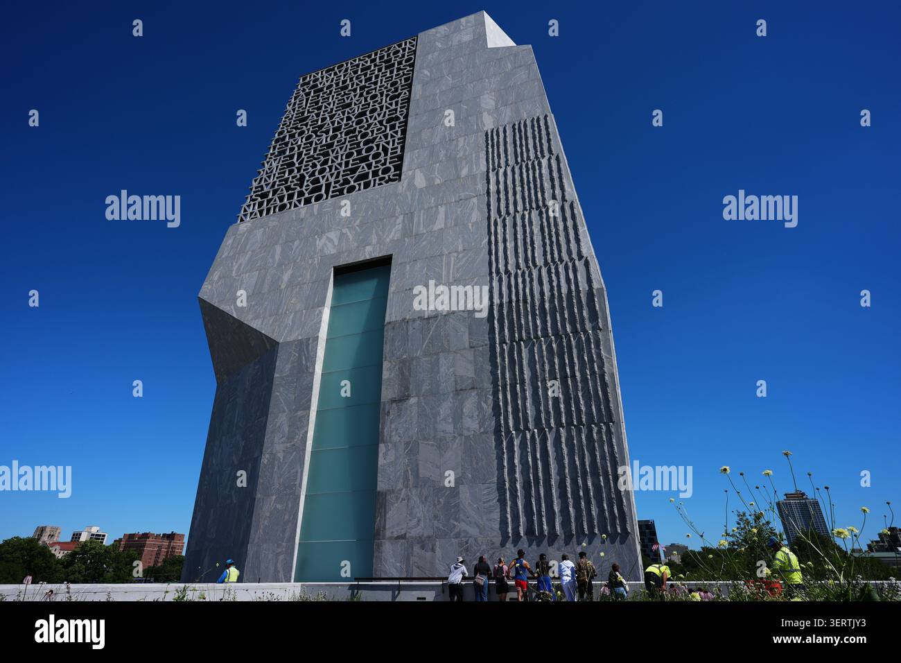 Visitors look to Museum building at the Obama Presidential Center ...