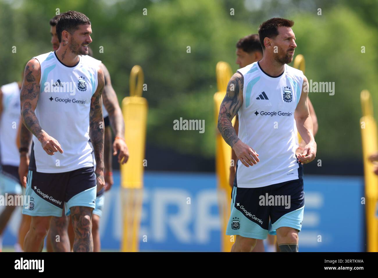 Argentina's forward Lionel Messi take part in a training session during ...