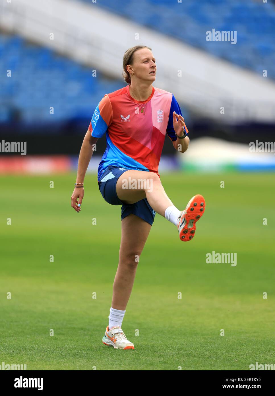 England's Lauren Filer during a nets session at Headingley, Leeds ...