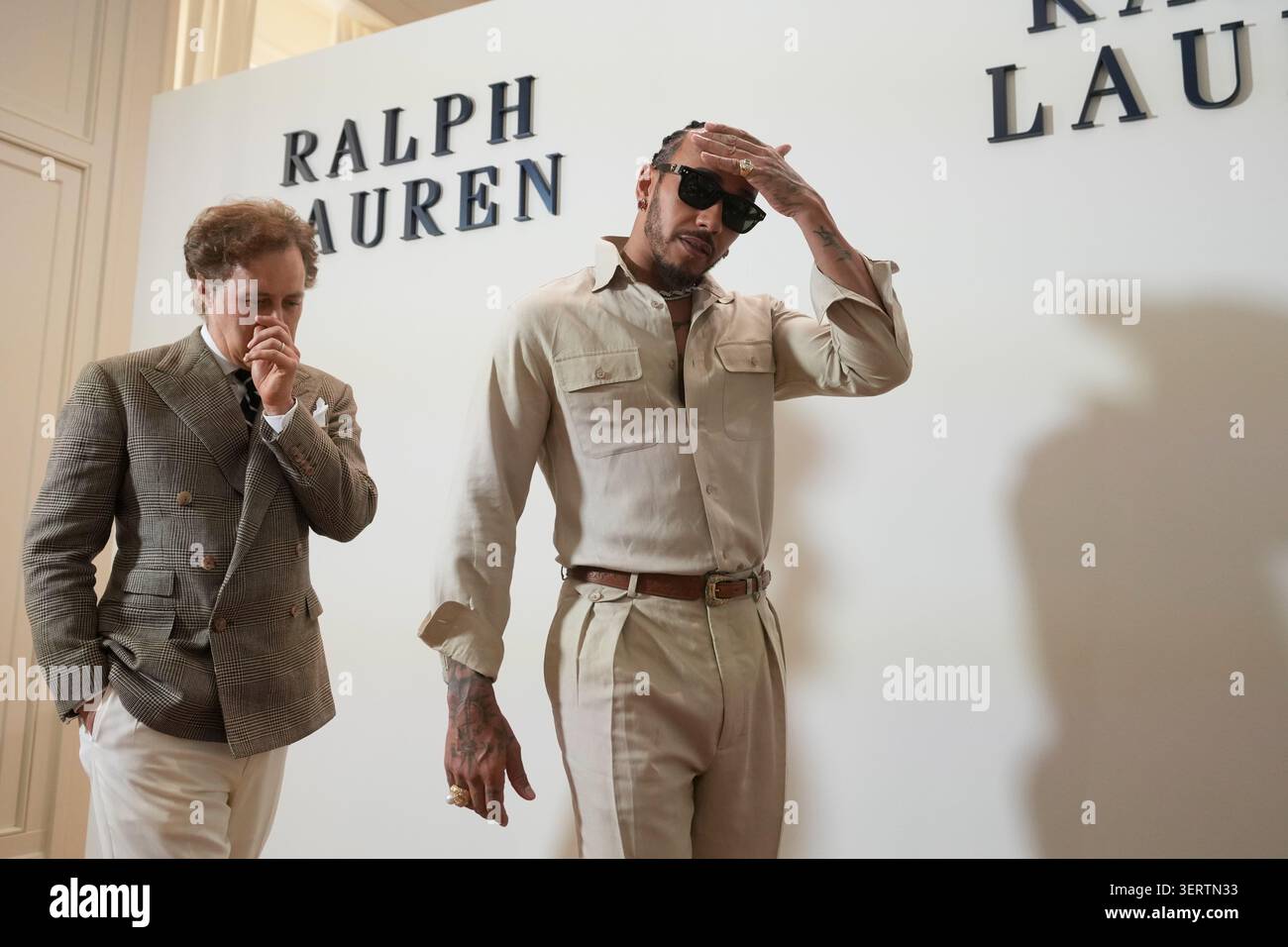 Lewis Hamilton and David Lauren arrive before the presentation of the ...