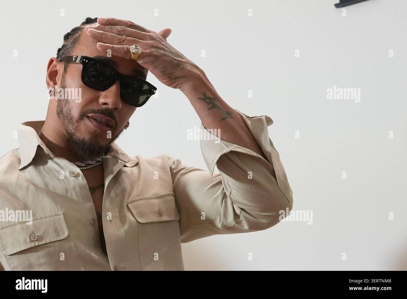 Lewis Hamilton arrives for the Ralph Lauren Spring/Summer 2027 men's ...