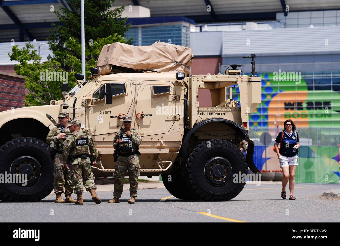 Military Police ahead at the Boston Stadium, Foxborough. Picture date ...