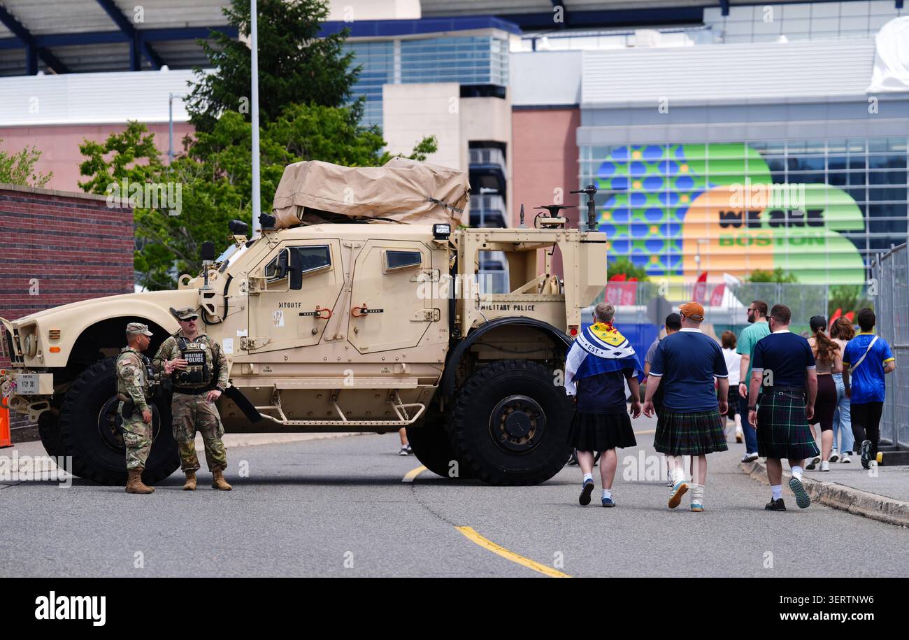 Military Police ahead at the Boston Stadium, Foxborough. Picture date ...