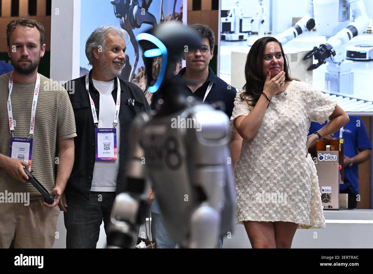 Far-right La Reconquete party member Sarah Knafo visits the VivaTech ...