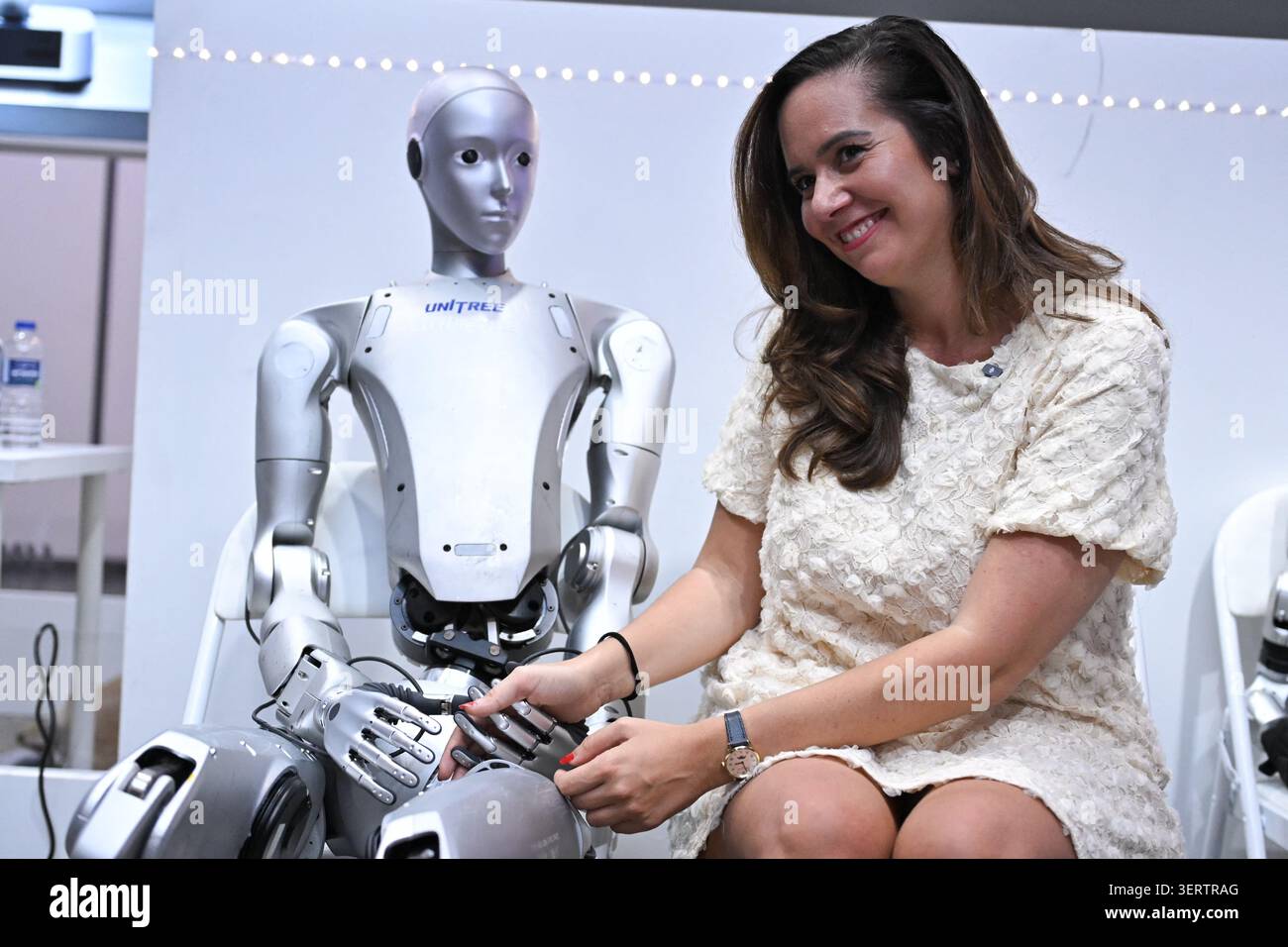Far-right La Reconquete party member Sarah Knafo visits the VivaTech ...